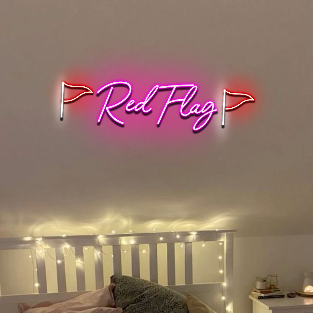 Red Flag Neon Sign - Custom Personalised LED Neon Signs, Handmade Neon ...
