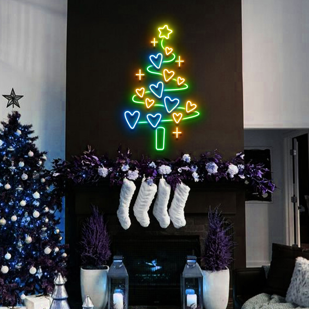 Christmas Tree Neon Sign - Custom Personalised LED Neon Signs, Handmade ...