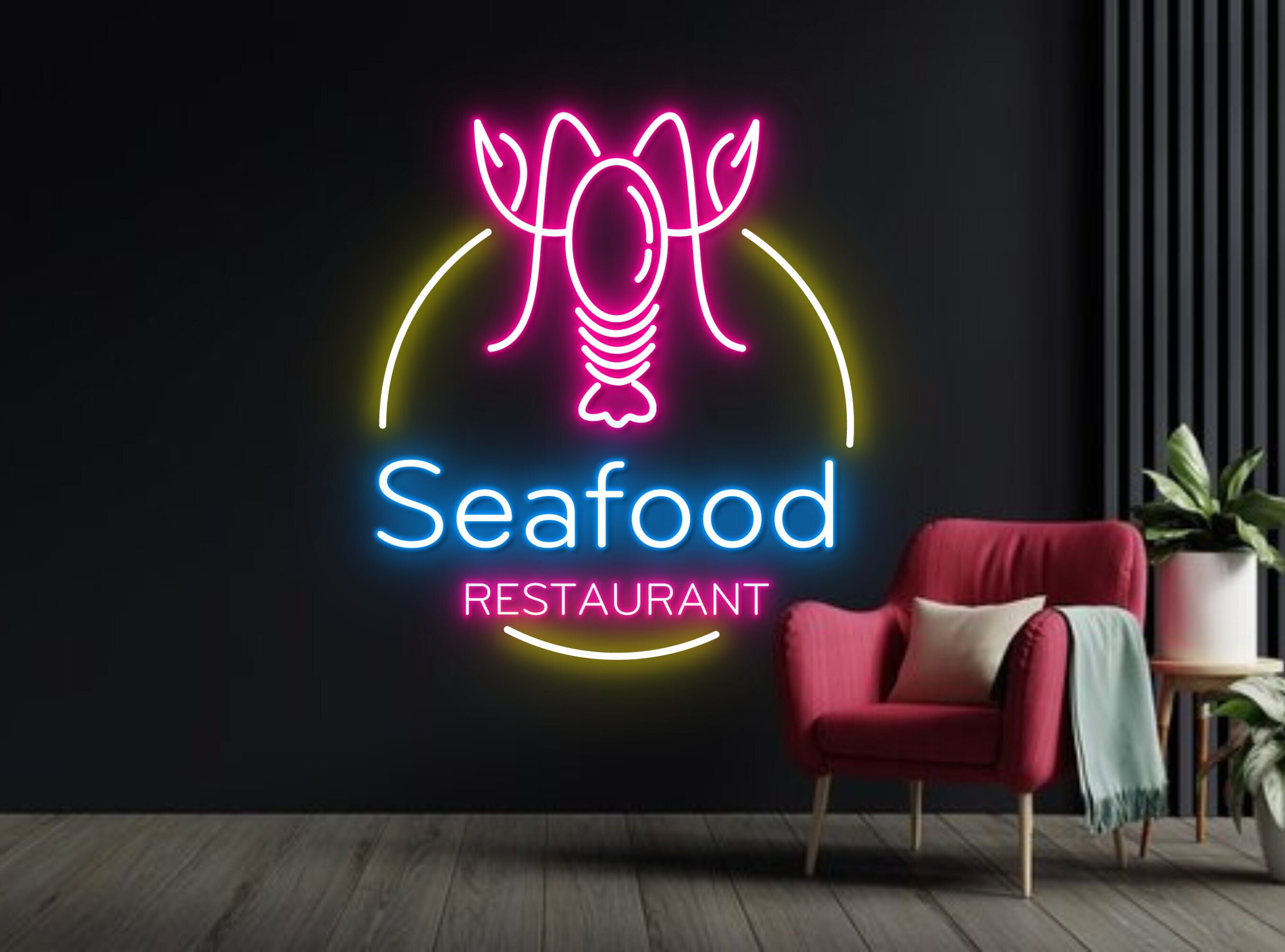 Shrimp Seafood House Restaurant Neon Sign - Custom Personalised LED ...
