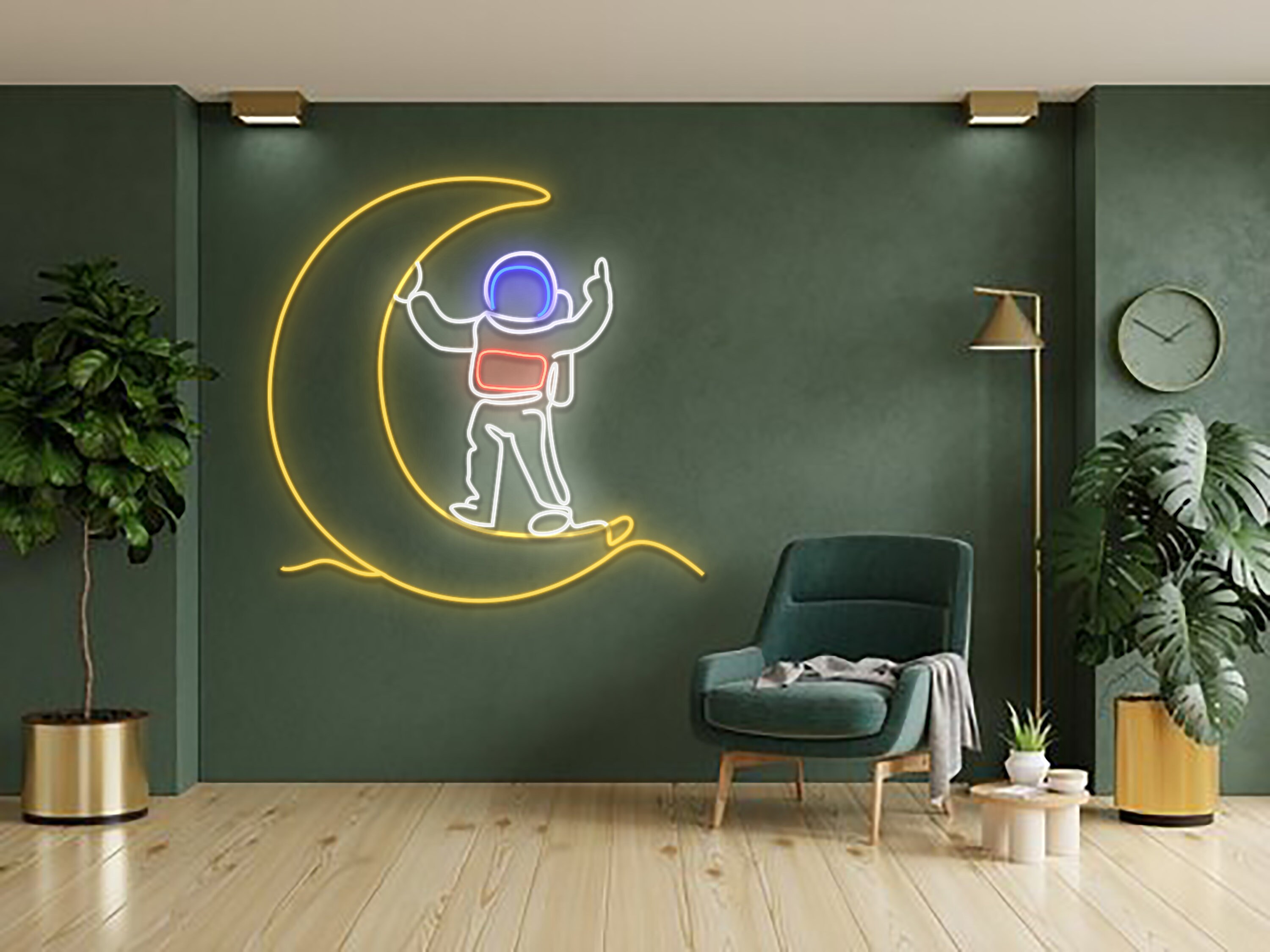 Astronaut Holds Moon Neon Signs - Custom Personalised LED Neon Signs ...