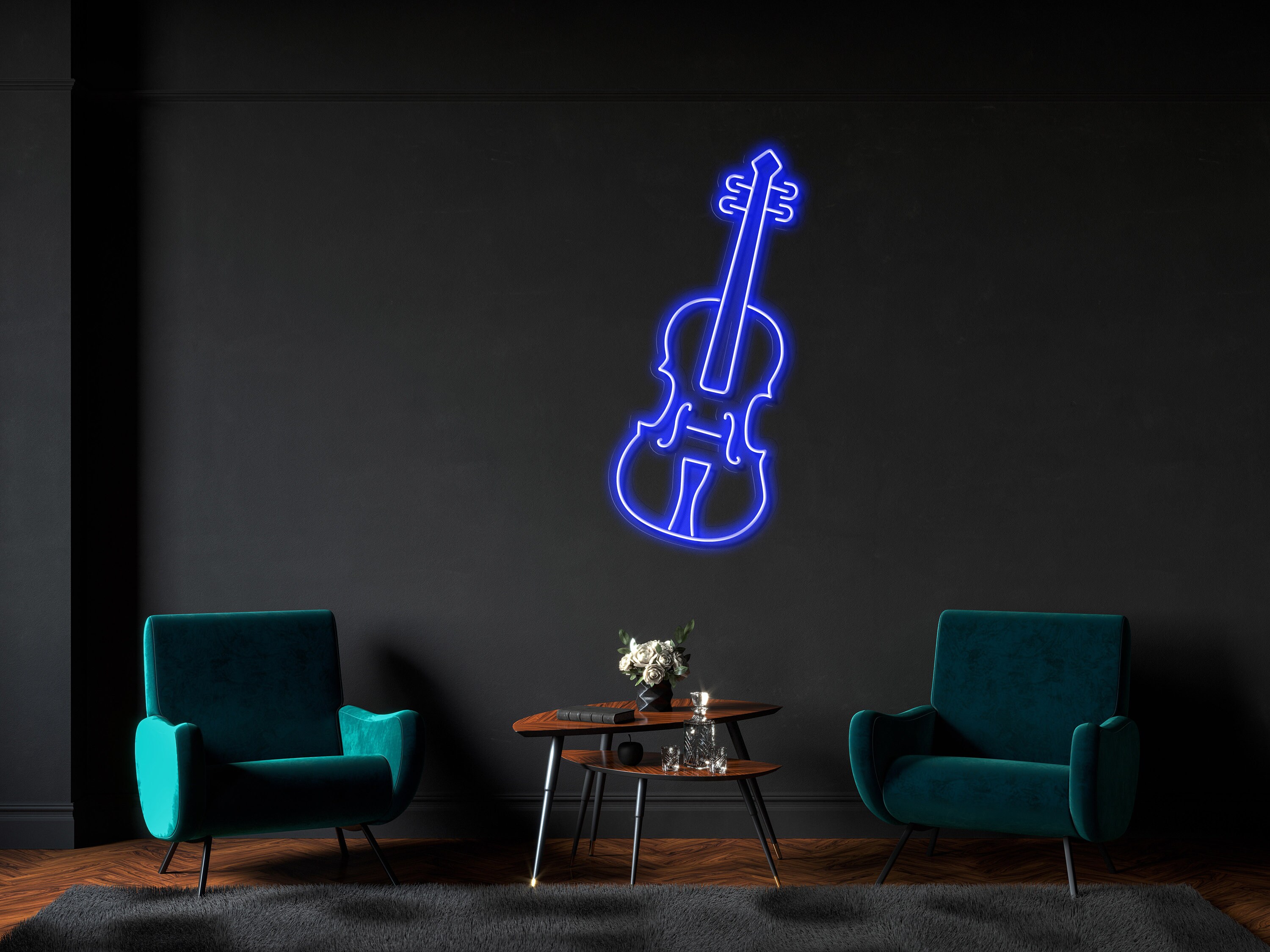 Violin Neon Signs - Custom Personalised LED Neon Signs, Handmade Neon Light