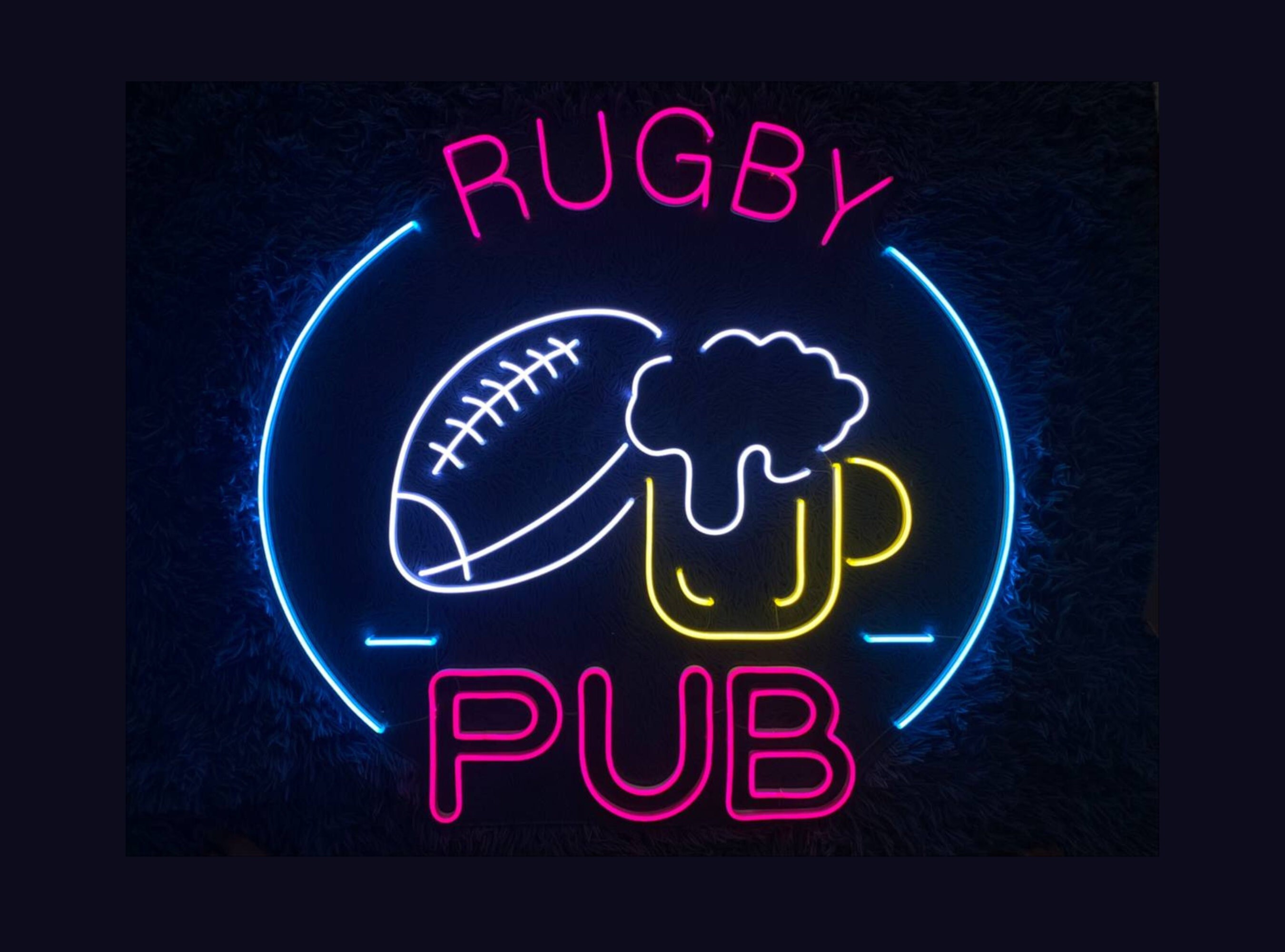 Rugby Football Pub Neon Sign - Custom Personalised LED Neon Signs ...