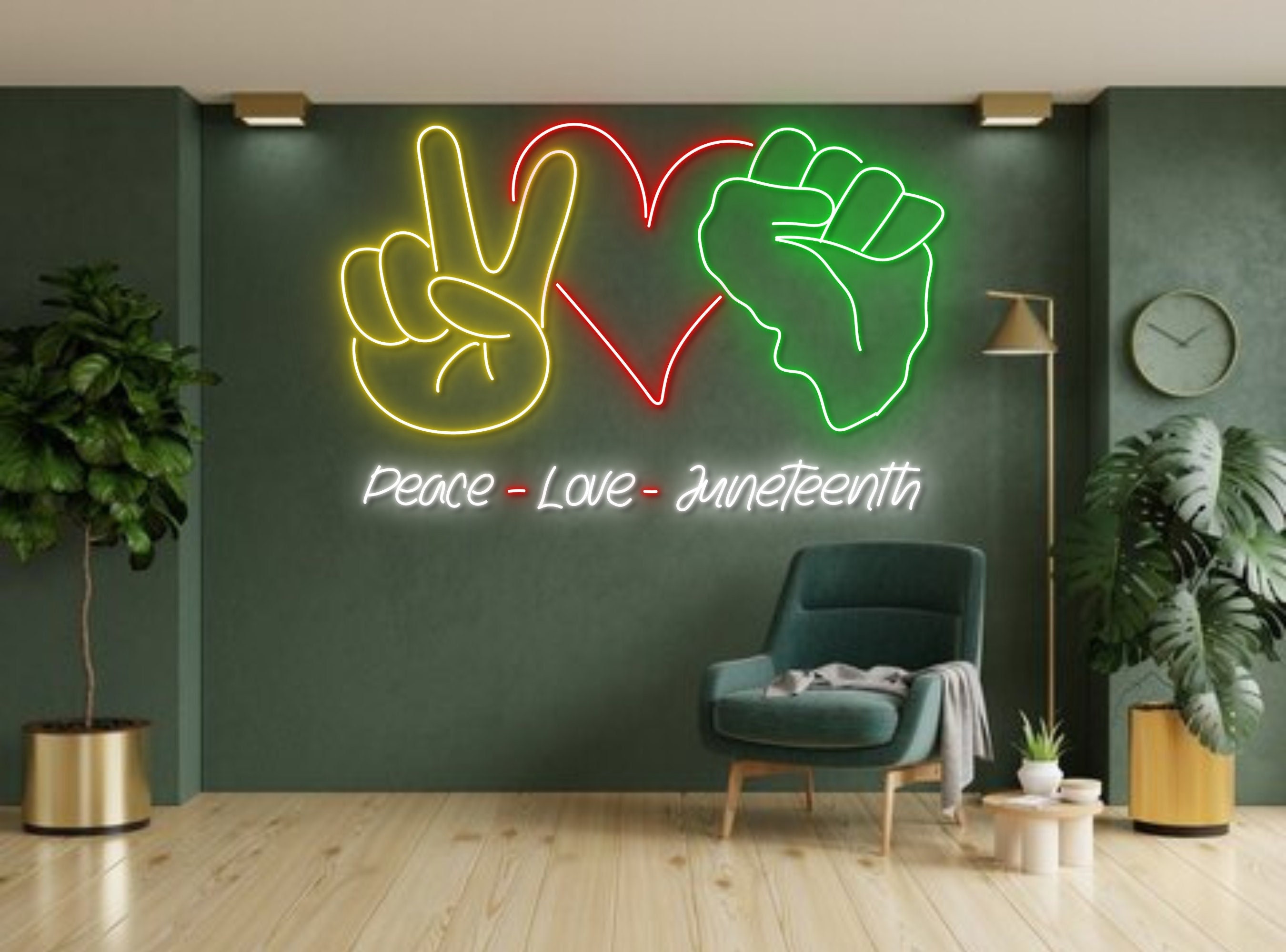 Peace Love Juneteenth Neon Sign - Custom Personalised LED Neon Signs ...