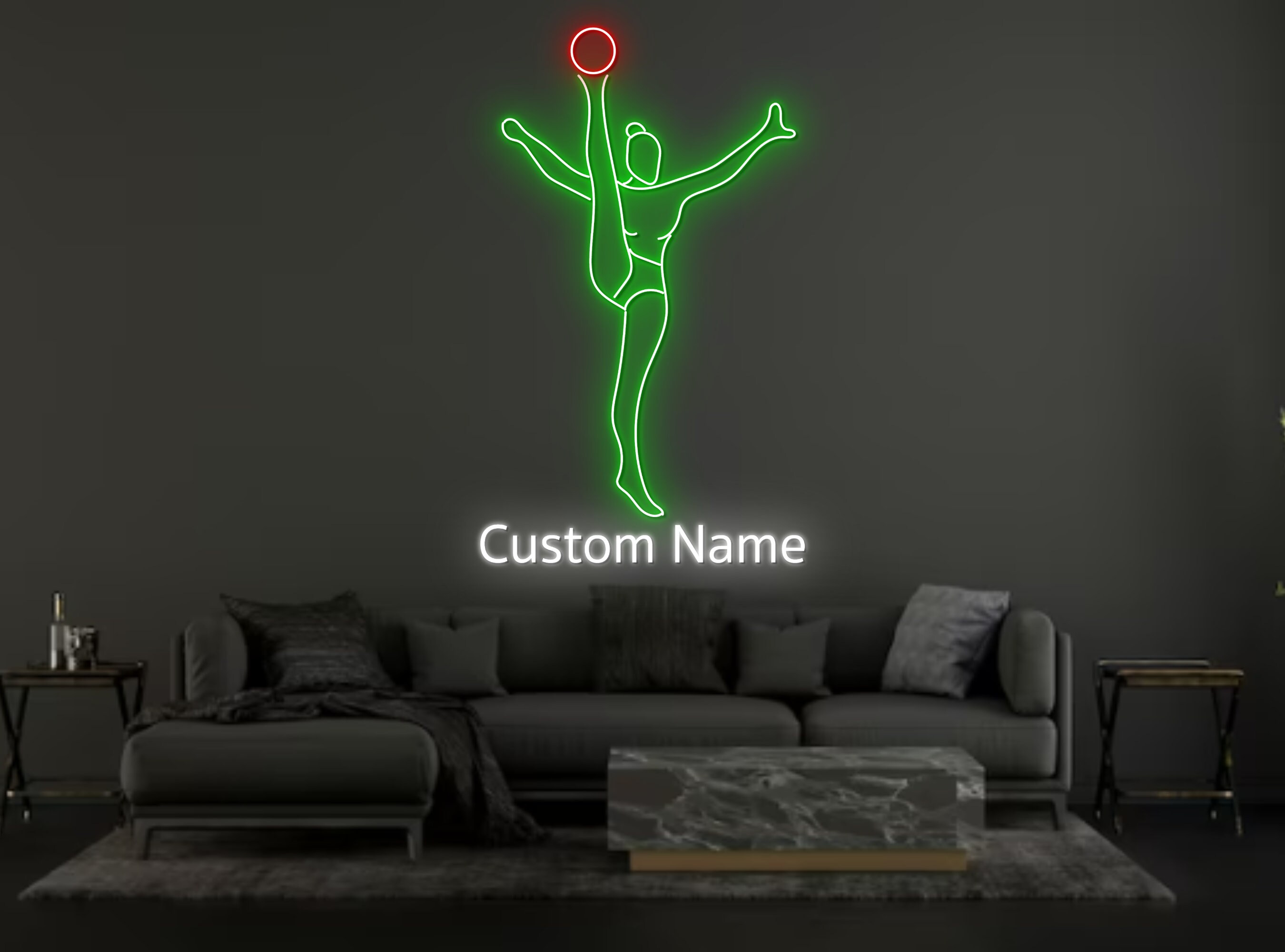 Personalized Female Gymnastics Neon Sign Gymnast Name Sign - Custom ...