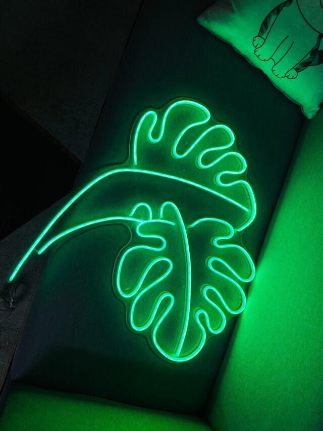 Monstera Leaf Neon Sign Wall Art Signage - Custom Personalised LED Neon ...