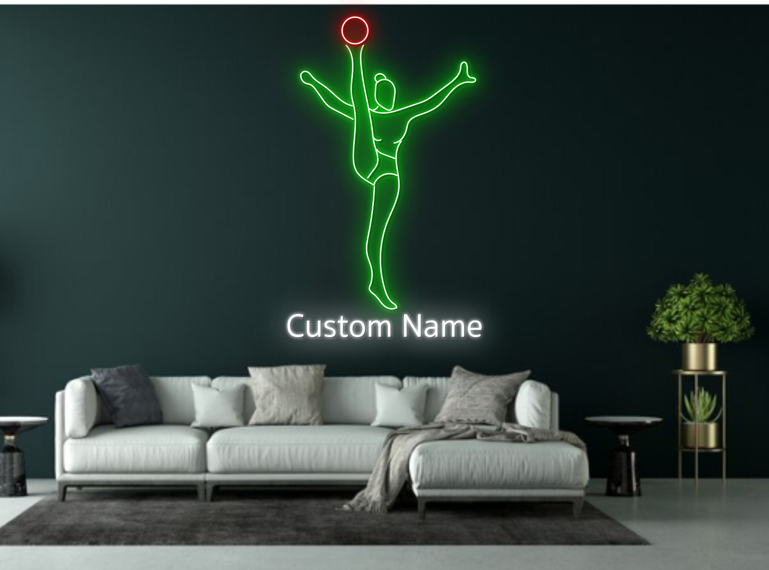 Personalized Female Gymnastics Neon Sign Gymnast Name Sign - Custom ...